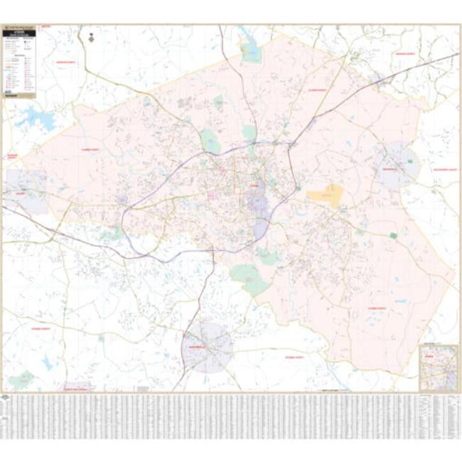 The Map Shop KA-C-GA-ATHENS-paper Athens, GA Wall Map, Paper - 63 x 57 ...