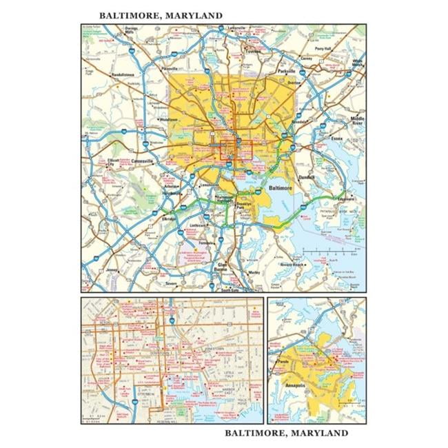 The Map Shop KA-C-MD-BALTIMORE-laminated Baltimore, Maryland Wall Map ...