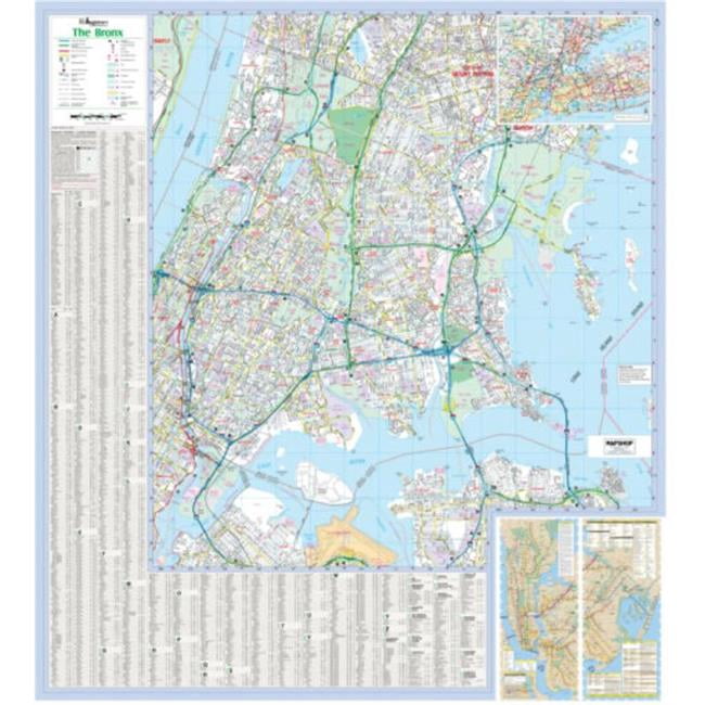 The Map Shop KA-C-NY-BRONX-lam-rails-walnut Bronx, NY Wall Map ...