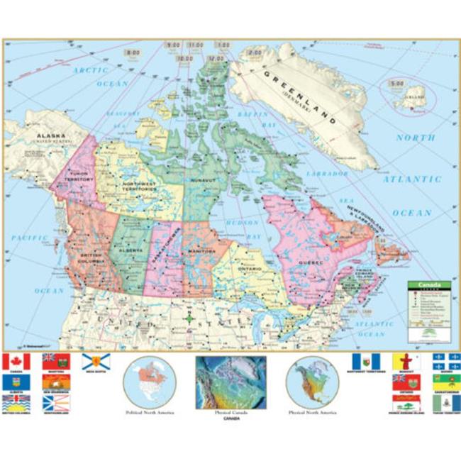 The Map Shop KA-CANADA-PRMRY-54x69-paper Canada Primary Wall Map, Paper ...