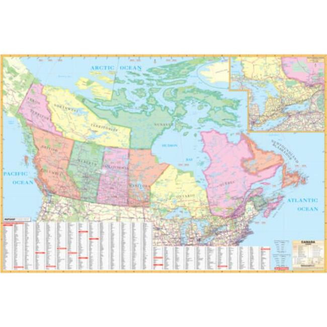 The Map Shop KA-CANADA-WALL-74x50-laminated Canada Wall Map, Laminated ...