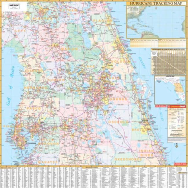 The Map Shop KA-R-FL-CENTRAL-paper Central Florida Regional Wall Map ...