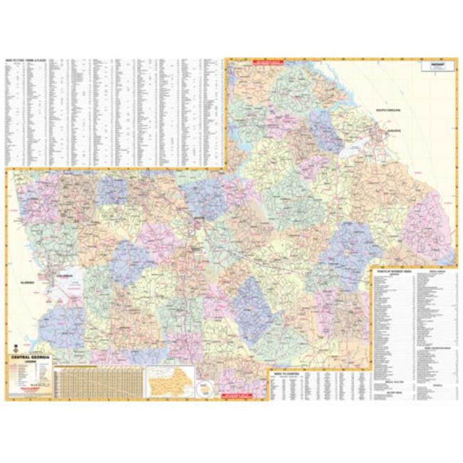 The Map Shop KA-R-GA-CENTRAL-paper Central Georgia Regional Wall Map ...