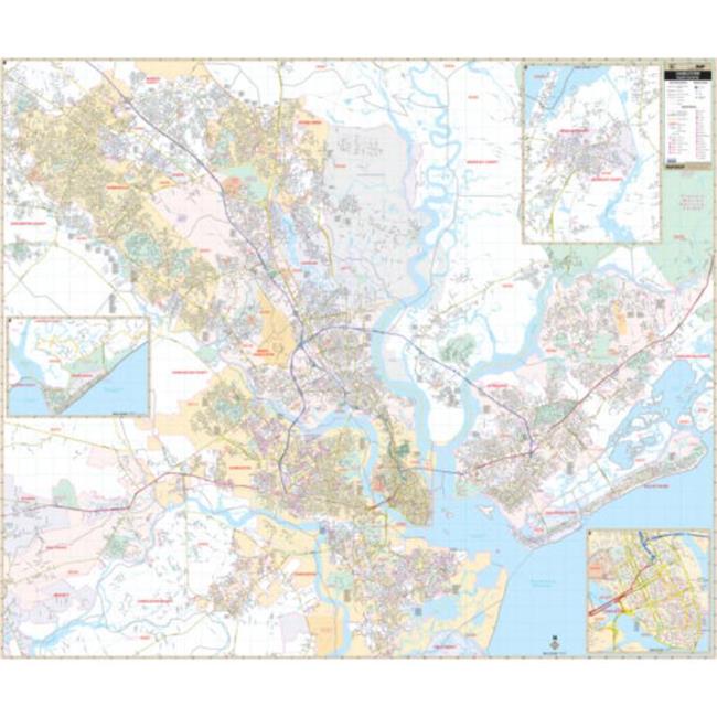 The Map Shop KA-C-SC-CHARLESTON-paper Charleston, SC Wall Map, Paper ...