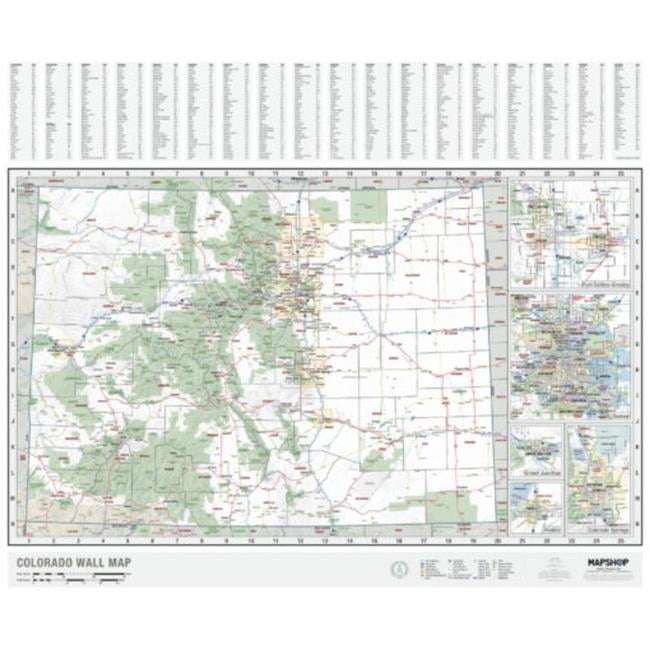 The Map Shop KA-S-CO-WALL-lam-rails-walnut Colorado State Wall Map ...