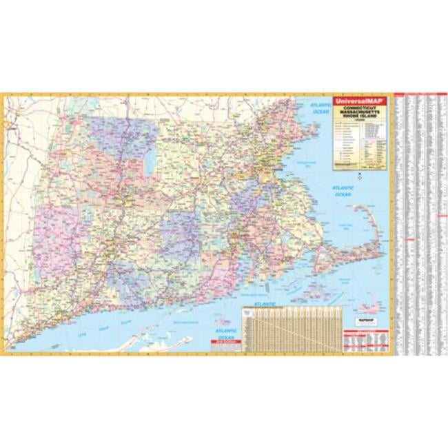 The Map Shop KA-R-CTRIMA-lam-rails-black Connecticut, Rhode Island ...