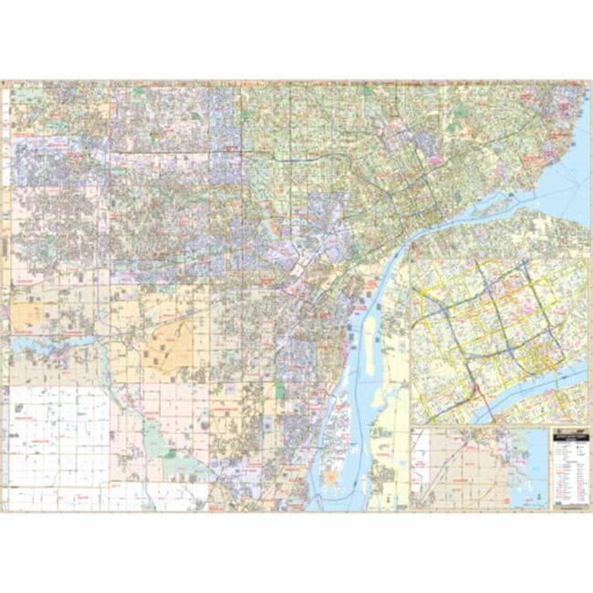 The Map Shop KA-C-MI-DETROIT-laminated Detroit & Wayne County, Michigan ...