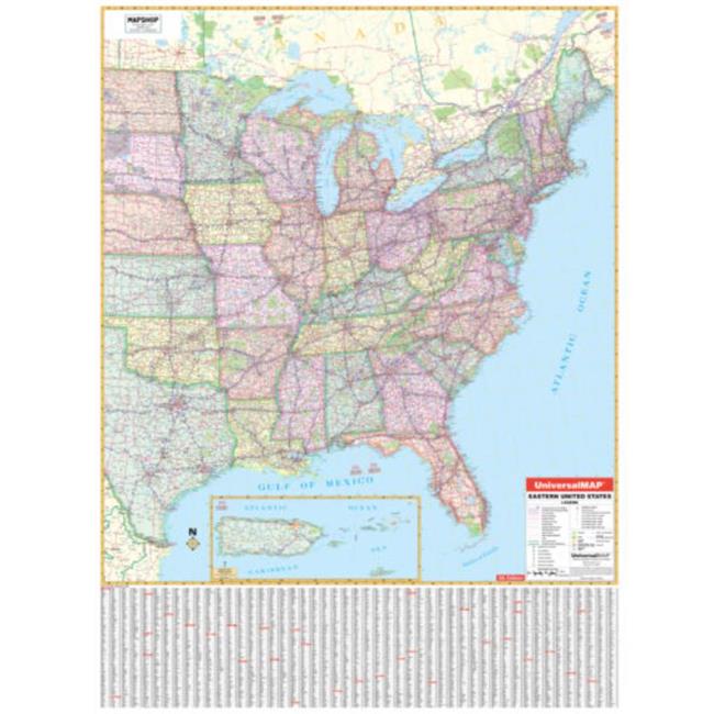 The Map Shop KA-R-US-EASTERN-laminated Eastern United States Regional ...