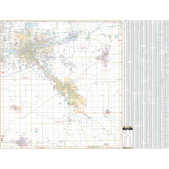 The Map Shop KA-C-IN-ELKHART-laminated Elkhart County, IN Wall Map ...
