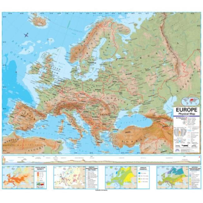 The Map Shop KA-EUR-ADV-PHY-63x54-laminated Europe Advanced Physical ...