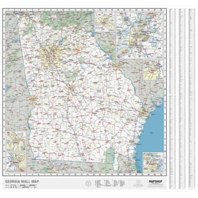 The Map Shop KA-S-GA-WALL-laminated Georgia State Wall Map, Laminated ...