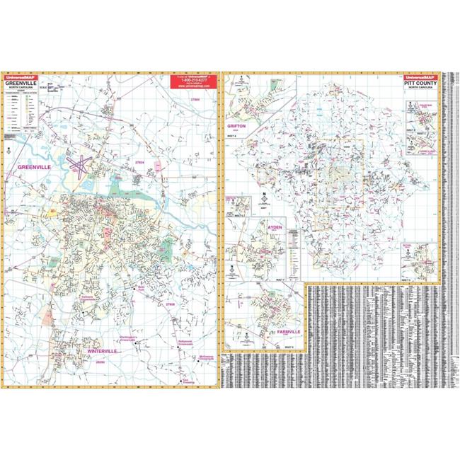 The Map Shop KA-C-NC-GREENVILLE-laminated Greenville, NC Wall Map ...