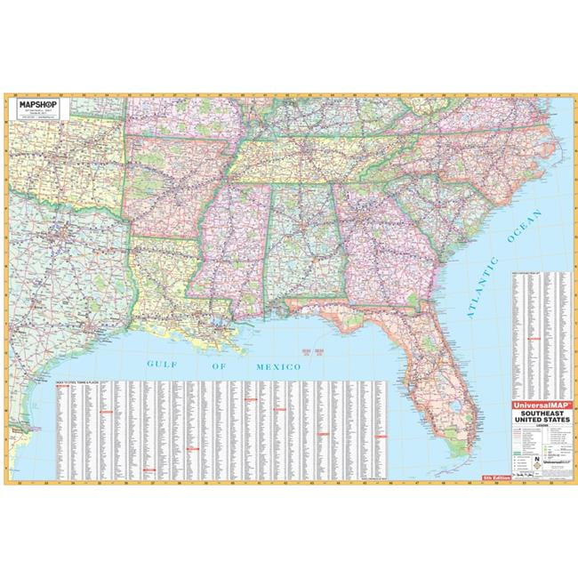 The Map Shop KA-R-US-SOUTHEAST-LA-laminated Southeast & Louisiana ...