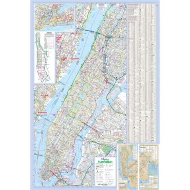 The Map Shop KA-C-NY-MANHATTAN-laminated Manhattan, NY Wall Map ...