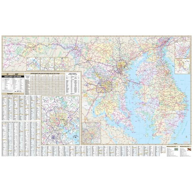 The Map Shop KA-R-MD-DE-laminated Maryland & Delaware Regional Wall Map ...