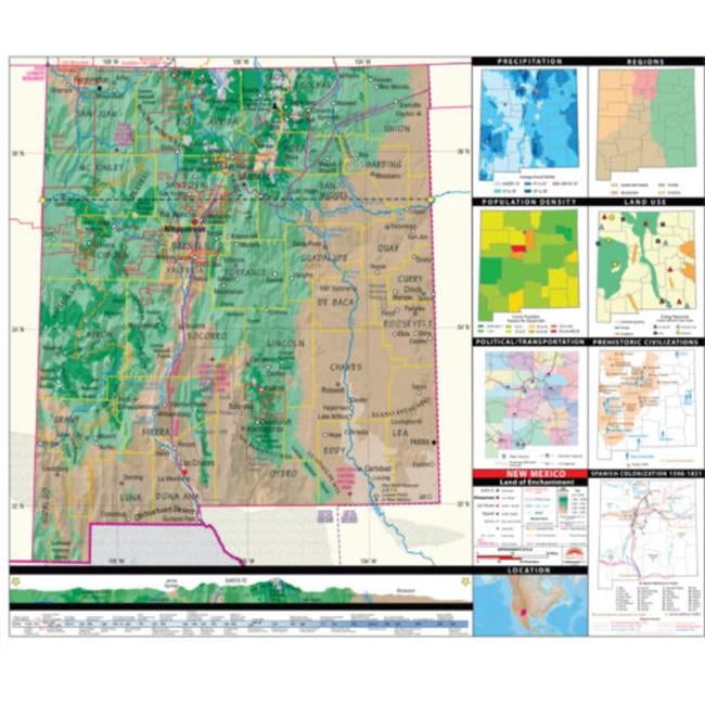 The Map Shop KA-S-NM-INTER-lam-rails-walnut Mexico Intermediate ...