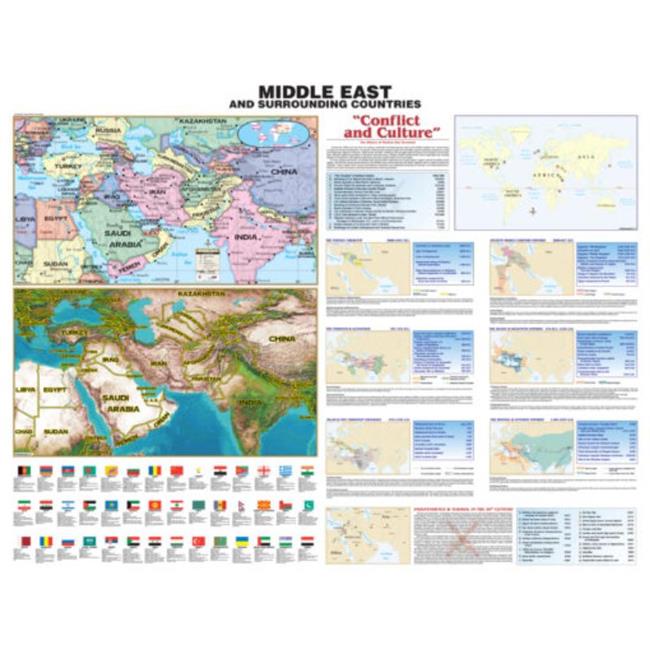 The Map Shop KA-MIDEAST-HIST-46x36-paper Middle East Historic Wall Map ...