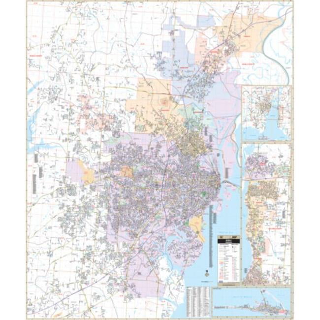 The Map Shop KA-C-AL-MOBILE-laminated Mobile, AL Wall Map, Laminated ...