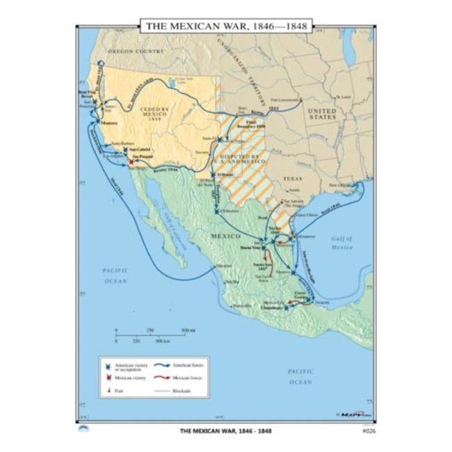 The Map Shop KA-HIST-026-lam-rails-black No.026 The Mexican War, 1846 ...