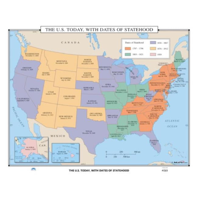 The Map Shop KA-HIST-069-lam-rails-black No.069 The US Today, with ...