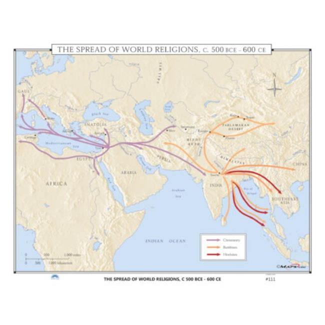 The Map Shop KA-HIST-111-laminated No.111 The Spread of World Religions ...