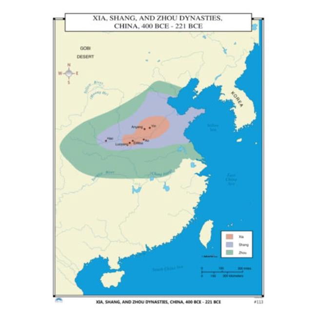 The Map Shop KA-HIST-113-laminated No.113 Xia, Shang & Zhou Dynasties ...