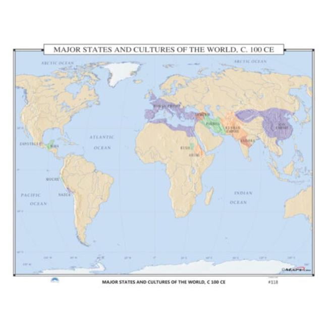 The Map Shop KA-HIST-118-lam-rails-black No.118 Major States & Cultures ...