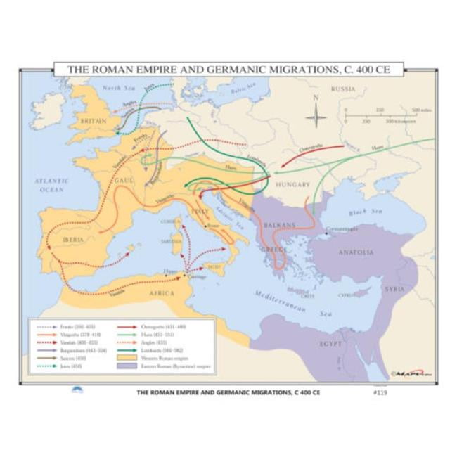 The Map Shop KA-HIST-119-lam-rails-walnut No.119 The Roman Empire ...