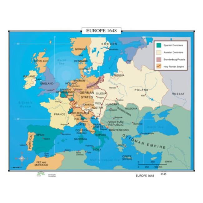 The Map Shop KA-HIST-145-laminated No.145 Europe, 1648 Map, Laminated ...