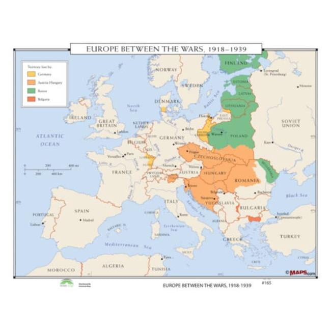The Map Shop KA-HIST-165-laminated No.165 Europe Between the Wars 1918 ...