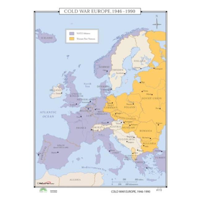 The Map Shop KA-HIST-172-laminated No.172 Cold War Europe, 1946-1990 ...