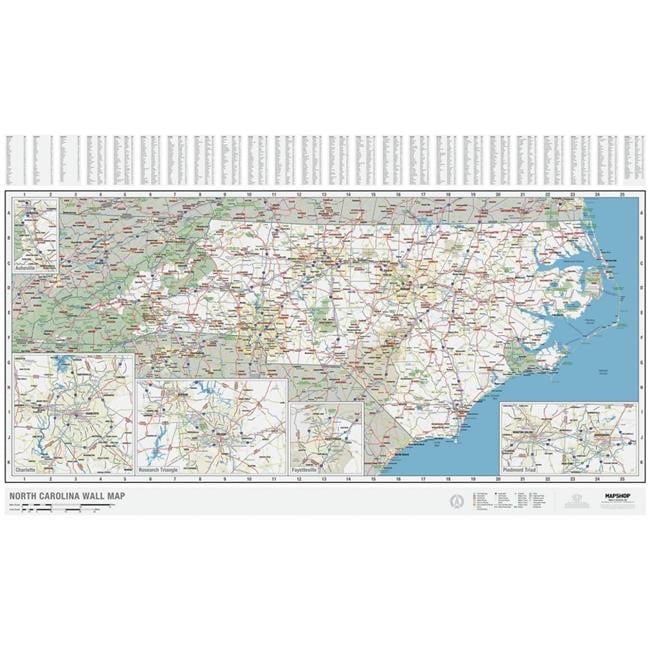 The Map Shop KA-S-NC-WALL-paper North Carolina State Wall Map, Paper ...