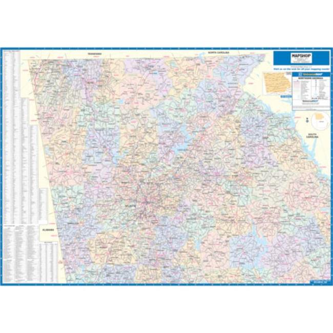 The Map Shop KA-R-GA-NORTHERN-laminated Northern Georgia Regional Wall ...