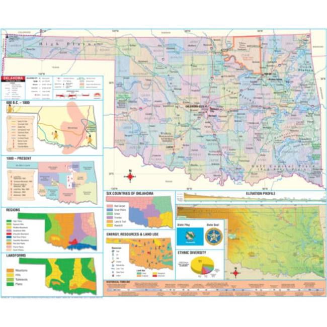 The Map Shop KA-S-OK-INTER-laminated Oklahoma Intermediate Thematic ...