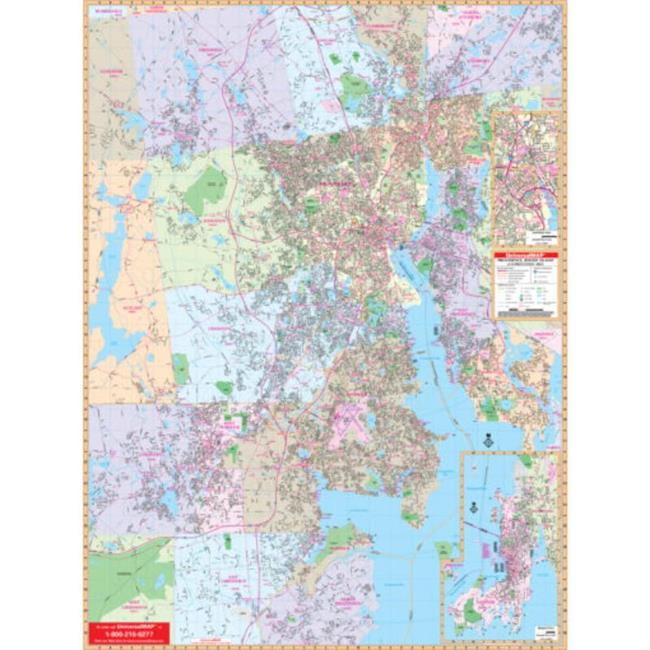 The Map Shop KA-C-RI-PROVIDENCE-laminated Providence, RI Wall Map ...