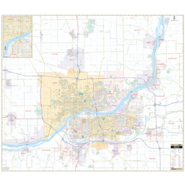 The Map Shop KA-C-IA-QUADCITIES-paper Quad Cities, IA Wall Map, Paper ...