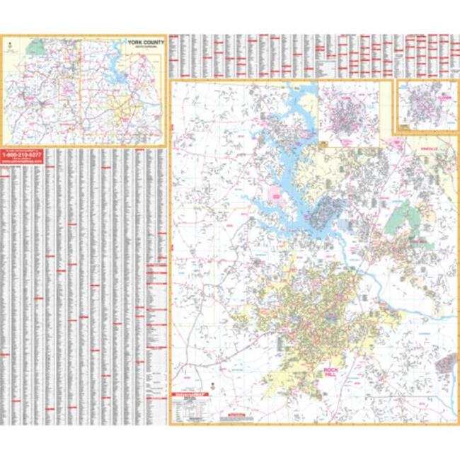 The Map Shop KA-C-SC-ROCKHILL-laminated Rock Hill, SC Wall Map ...
