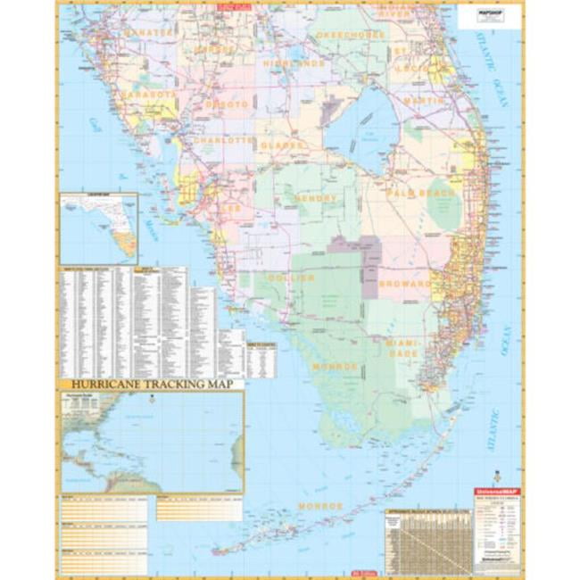 The Map Shop KA-R-FL-SOUTHERN-laminated Southern Florida Regional Wall ...
