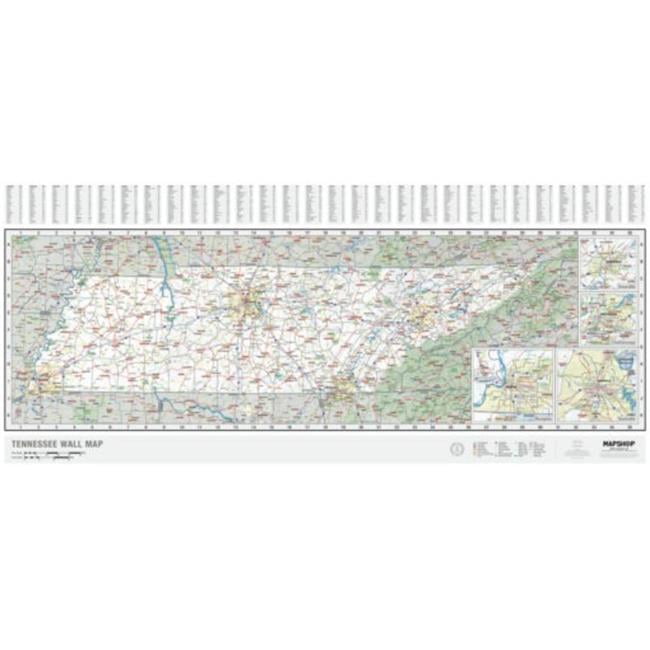 The Map Shop KA-S-TN-WALL-laminated Tennessee State Wall Map, Laminated ...