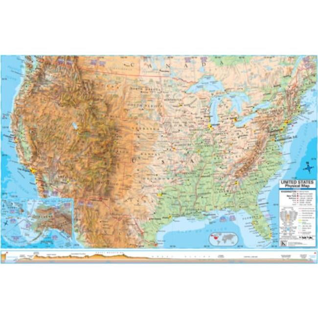 The Map Shop KA-US-ADV-PHY-54x36-laminated United States Advanced ...