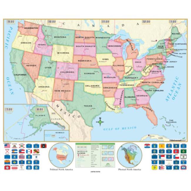 The Map Shop KA-US-BGNR-50x42-paper United States Beginner Wall Map ...