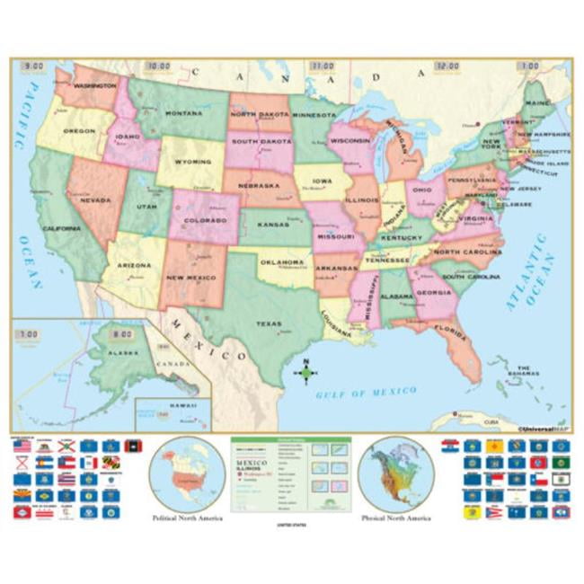 The Map Shop KA-US-BGNR-63x53-paper United States Beginner Wall Map ...
