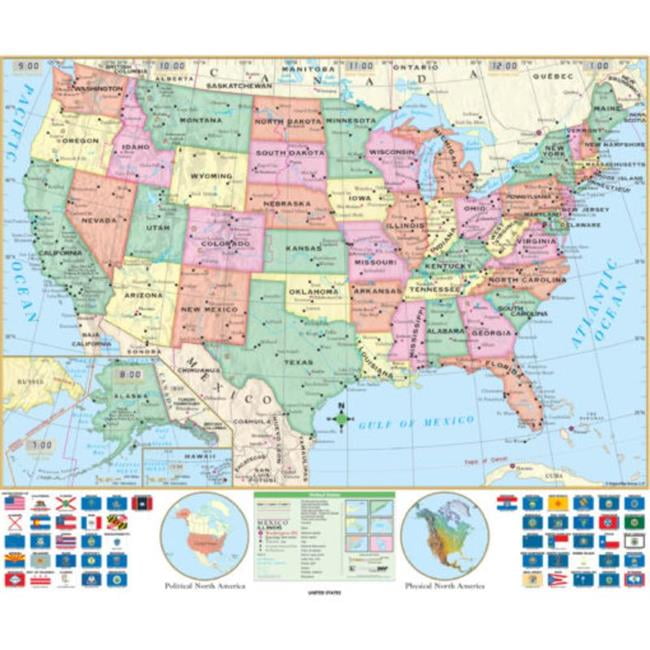 The Map Shop KA-US-ESSTL-49x42-laminated United States Essential Wall ...