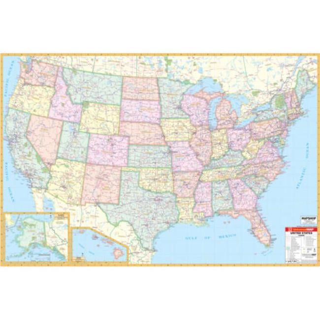 The Map Shop KA-US-INTERSTATE-paper United States Interstate Wall Map ...
