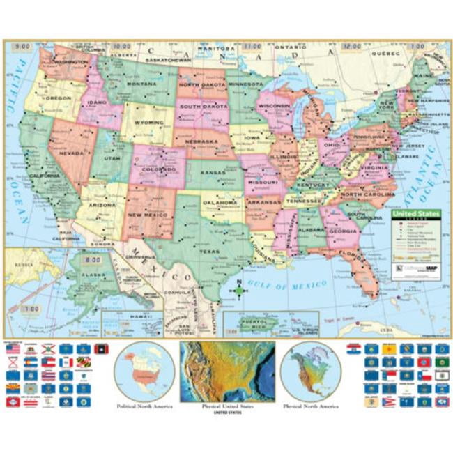 The Map Shop KA-US-PRMRY-63x53-laminated United States Primary Wall Map ...