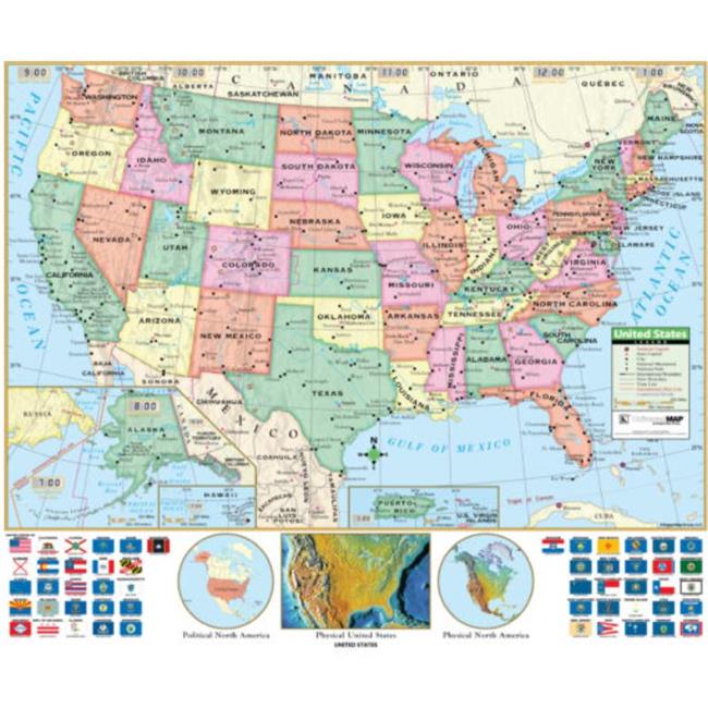 The Map Shop KA-US-PRMRY-50x42-paper United States Primary Wall Map ...