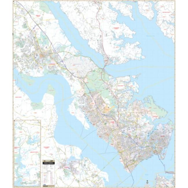 The Map Shop KA-R-VA-PENINSULA-paper Virginia Peninsula Regional Wall ...