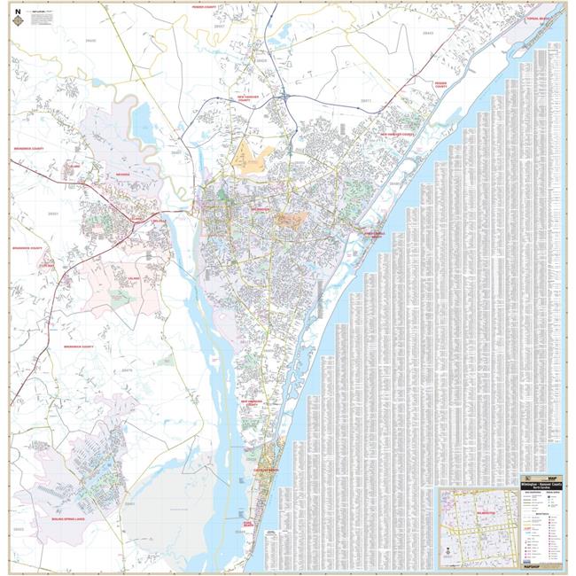 The Map Shop KA-C-NC-WILMINGTON-laminated Wilmington & Hanover County ...