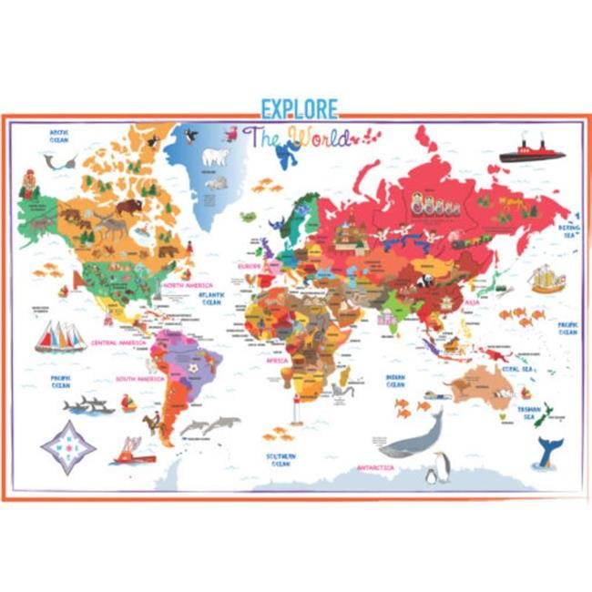 The Map Shop KA-WORLD-ILLUSTRATED-laminated World Illustrated Wall Map ...