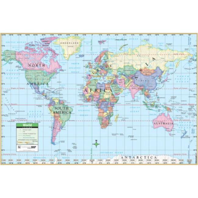 The Map Shop KA-WORLD-SIMPLE-laminated World Simple Wall Map, Laminated ...